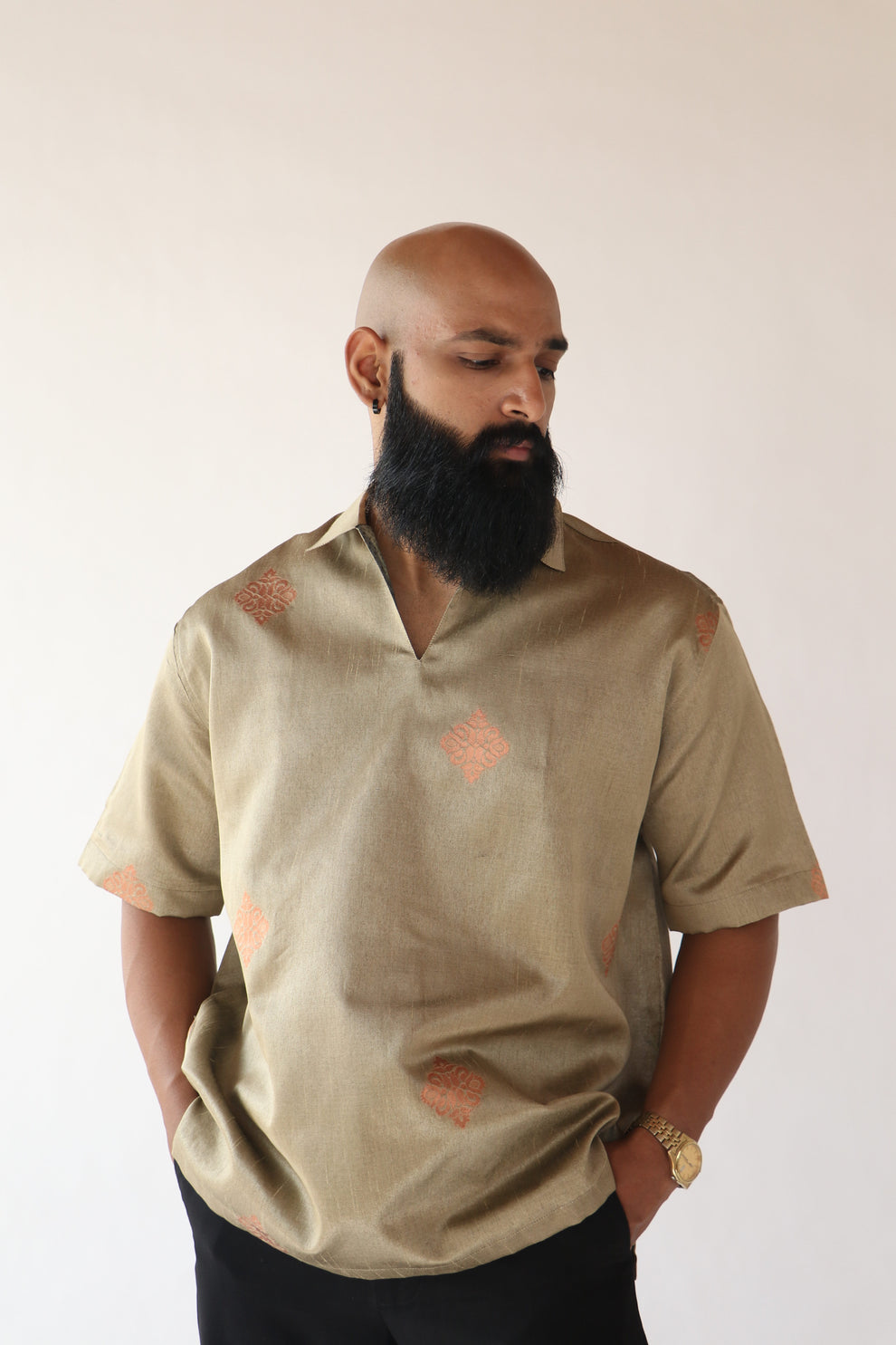 1 OF 3 ROYAL GOLD SAREE SHIRT – SINS STUDIO